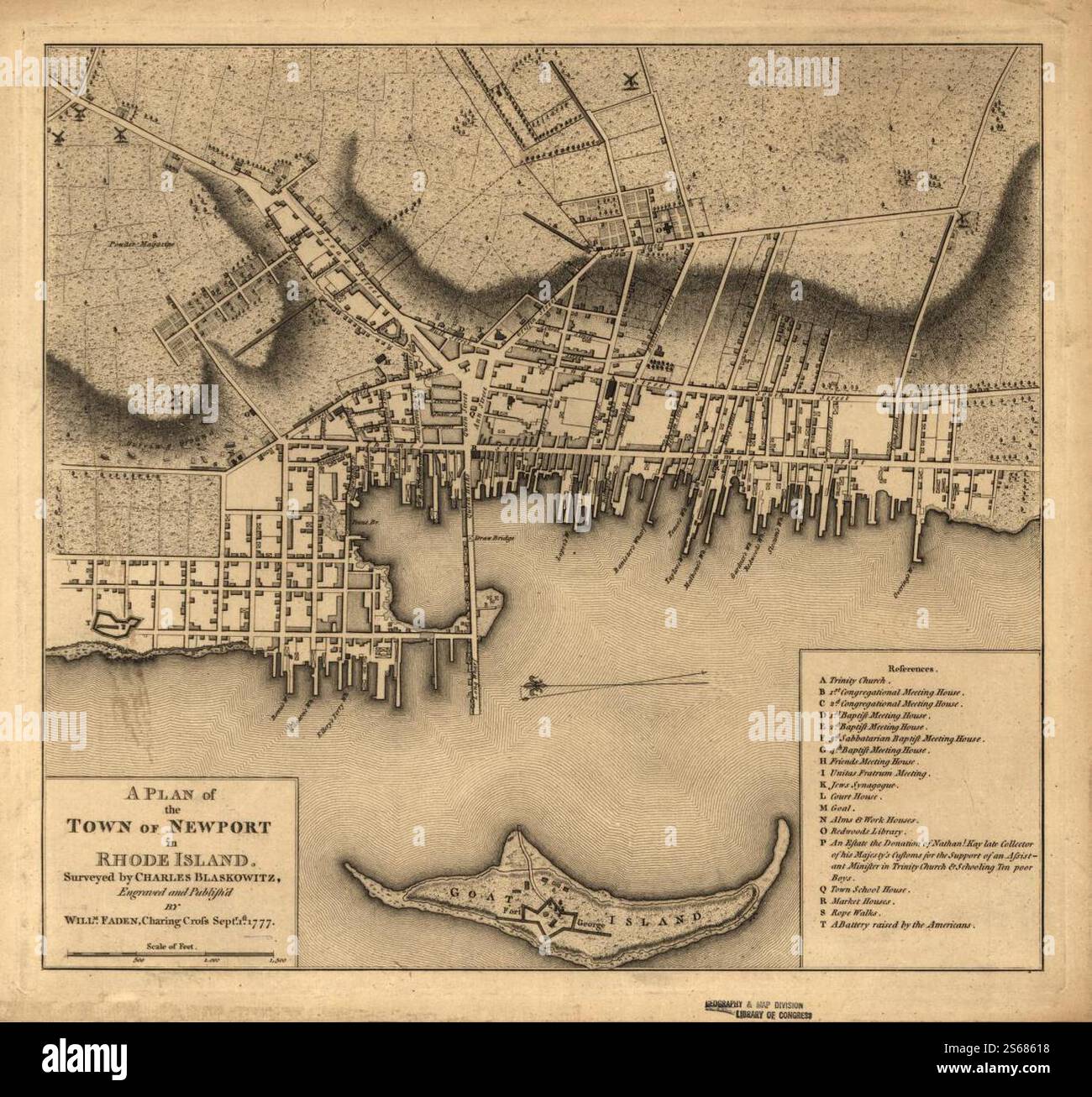 A plan of the town of Newport in Rhode Island. 1777 by Blaskowitz ...