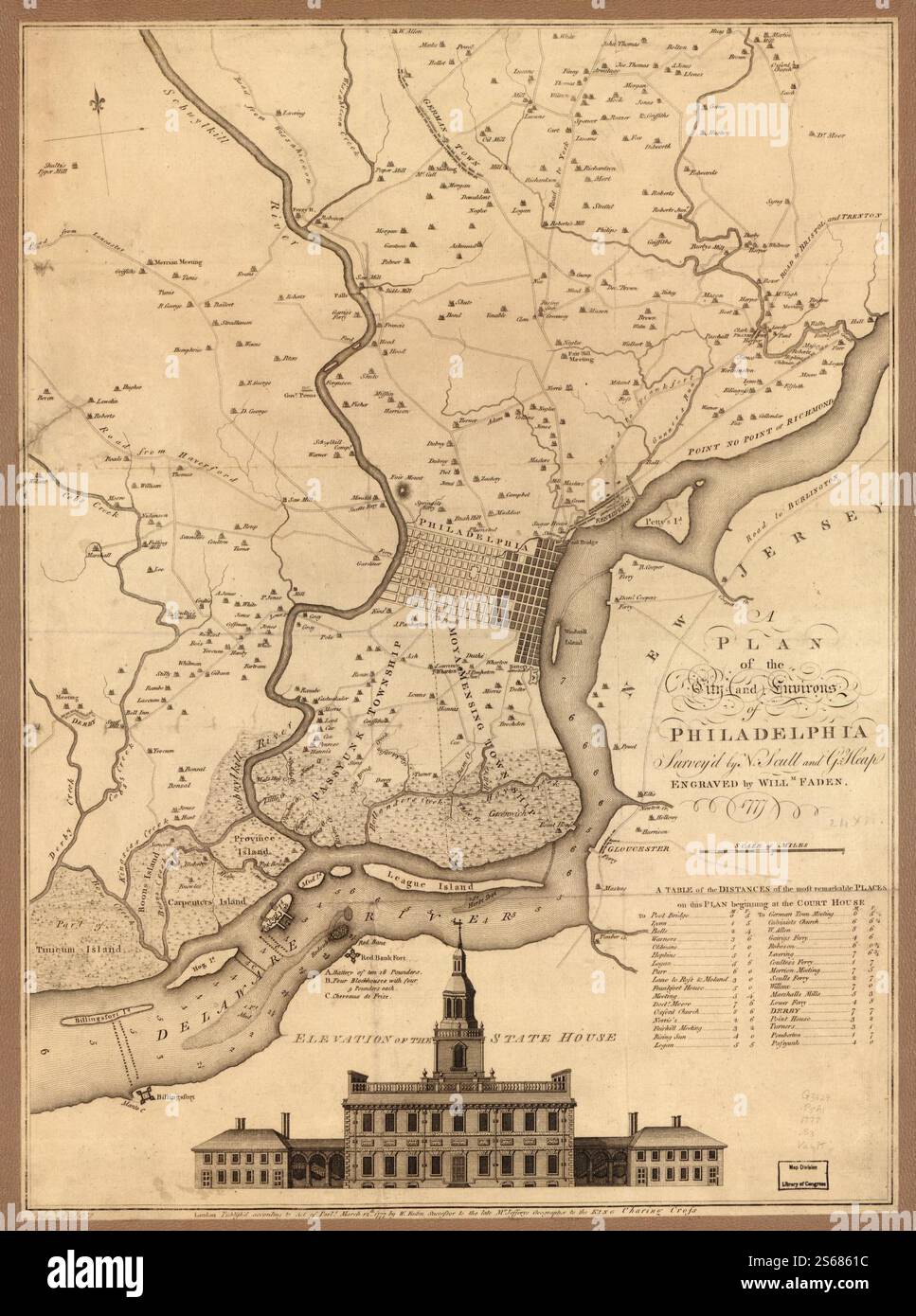 A plan of the city and environs of Philadelphia, 1777 by Scull Nicholas ...