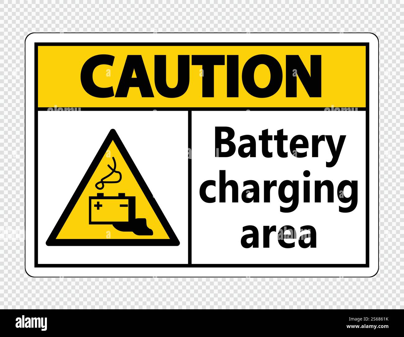Caution battery charging area Sign on transparent background,vector ...