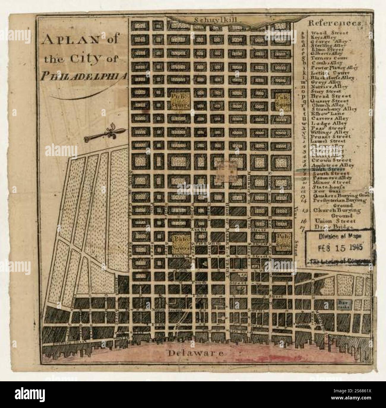 A plan of the city of Philadelphia. 1777 by Norman John Stock Photo - Alamy