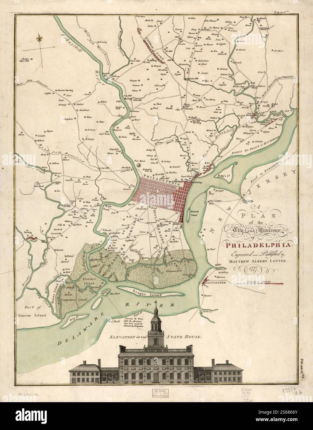 A plan of the city and environs of Philadelphia. 1777 by Lotter ...
