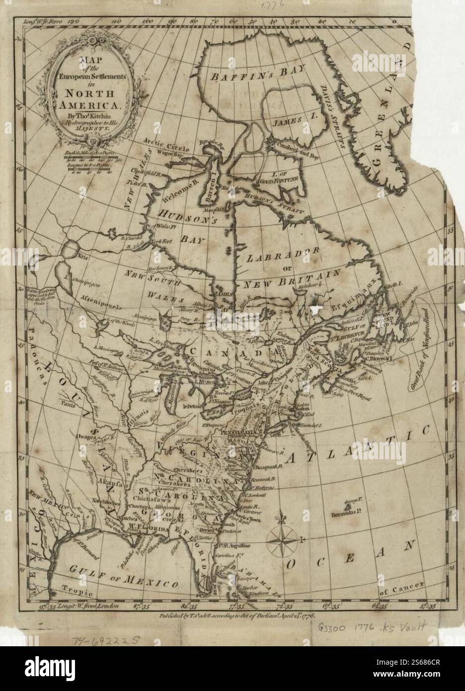 Map of the European settlements in North America. 1776 by Kitchin ...