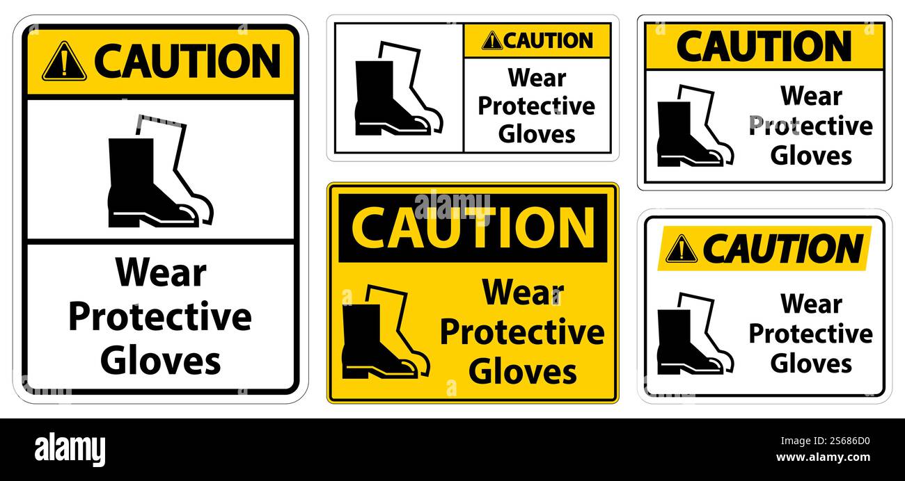 Caution Wear protective footwear sign on transparent background Stock ...