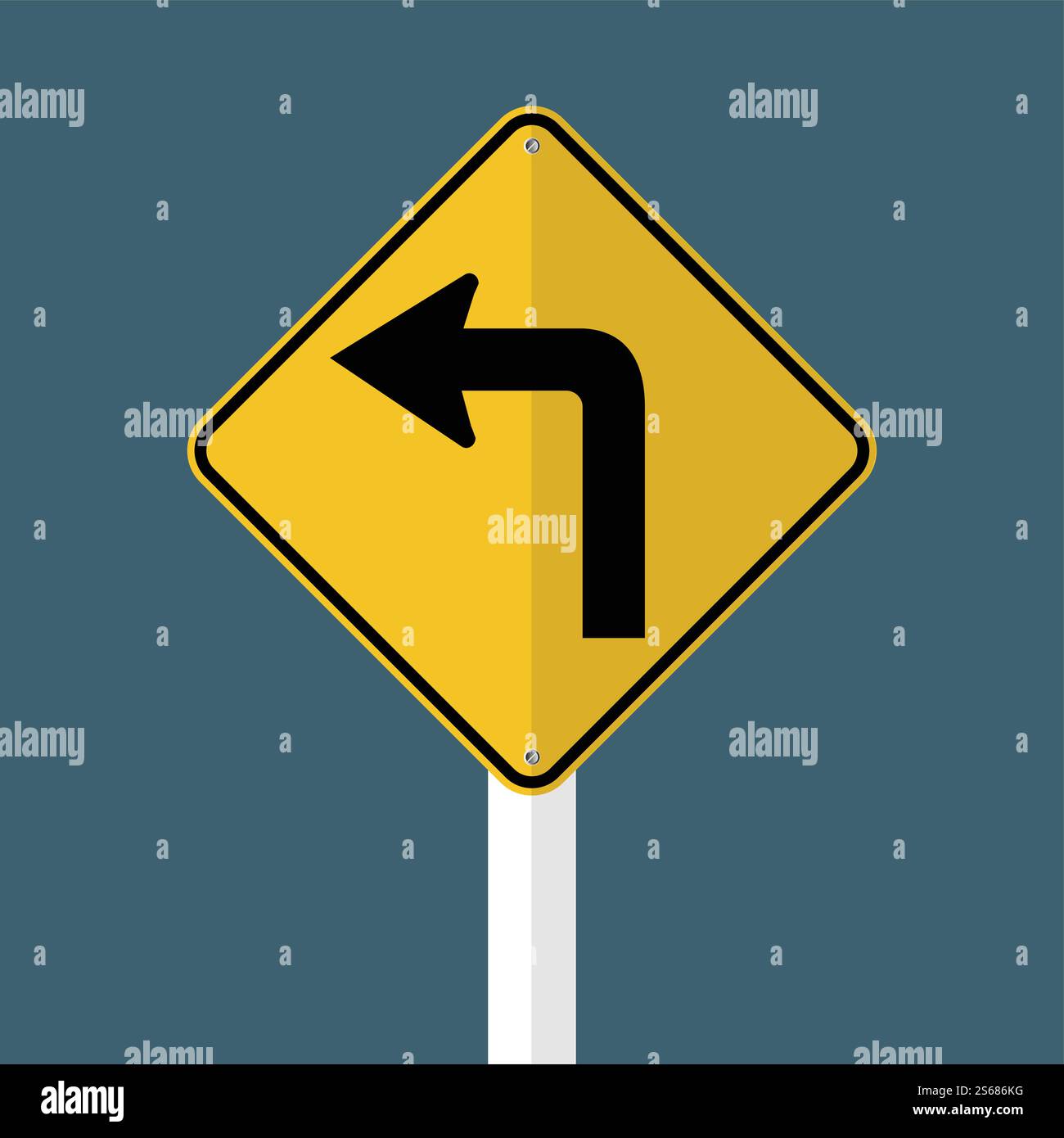 Turn Left Traffic Road Sign isolated on grey sky background,vector illustration Stock Vector ...