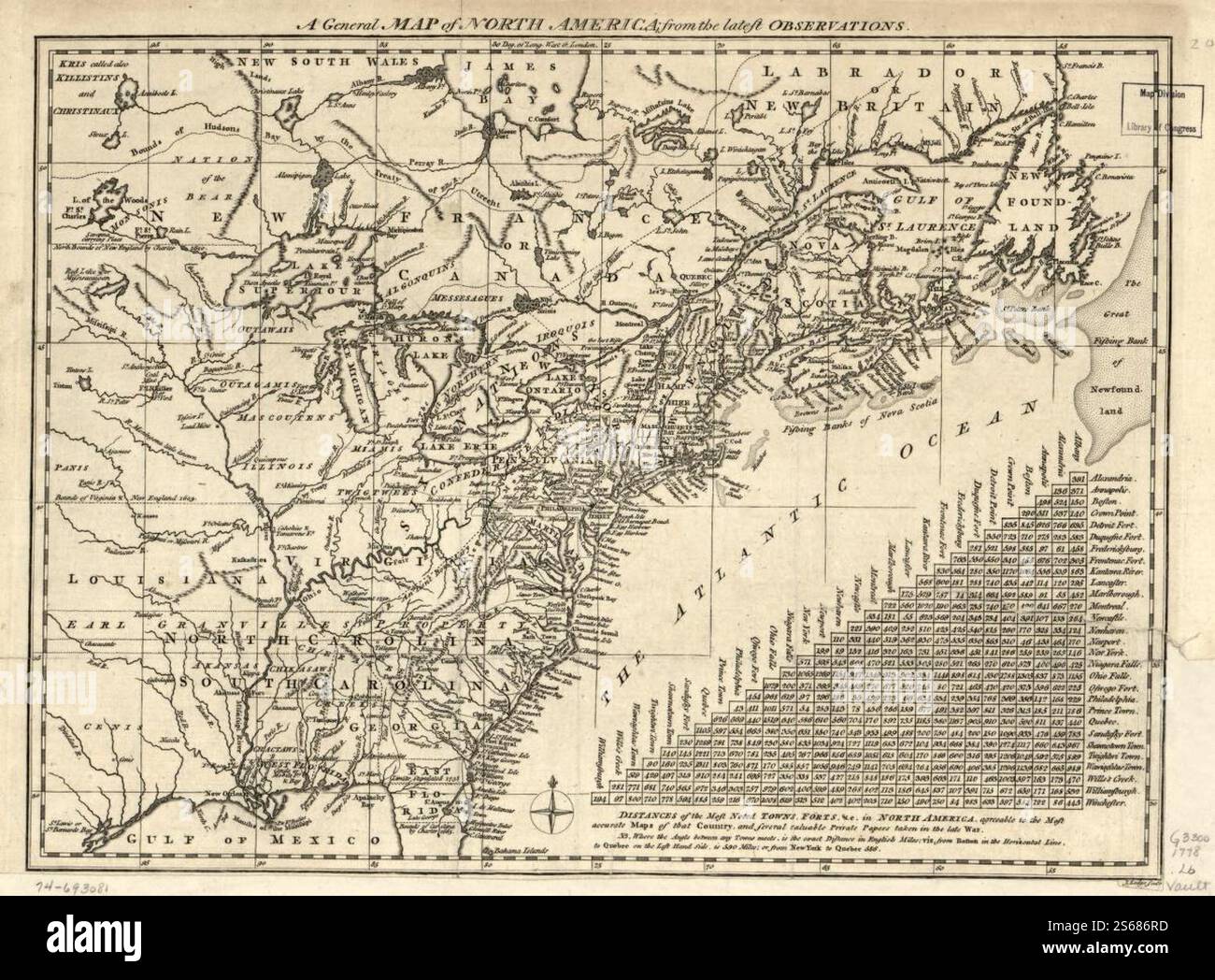 A general map of North America; from the latest observations. 1778 by ...