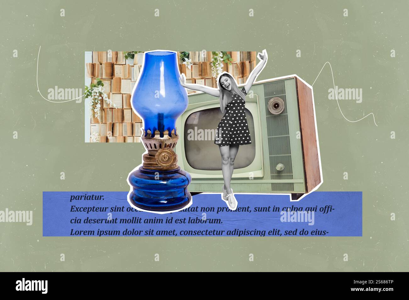 Template poster trend artwork 3D photo collage of young woman dance ...