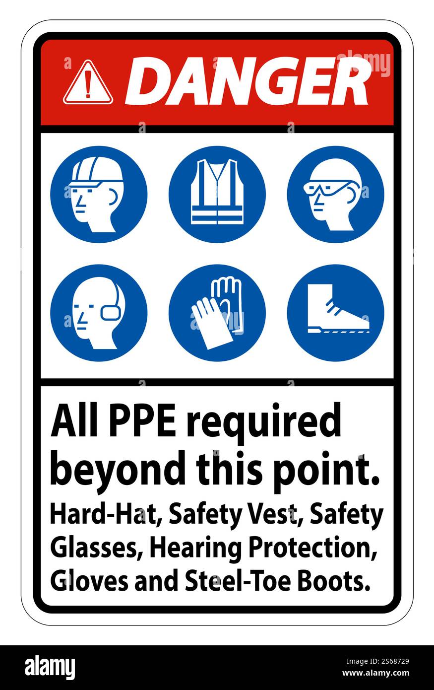 Danger PPE Required Beyond This Point.Hard Hat, Safety Vest,Safety ...
