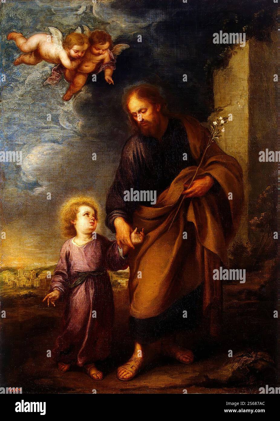 Bartolomé Esteban Murillo - Saint Joseph Leading the Christ Child Stock ...