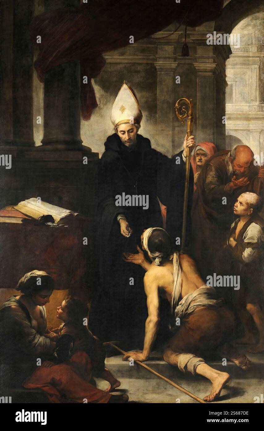 Bartolomé Esteban Murillo - Saint Thomas of Villanova Giving Alms Stock ...