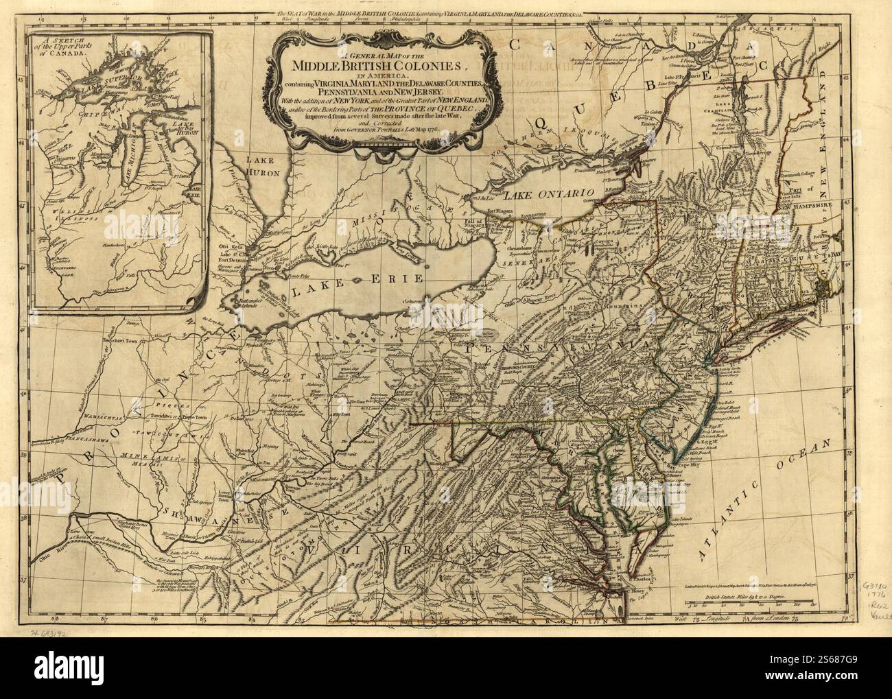 A general map of the middle British colonies, in America. Containing ...