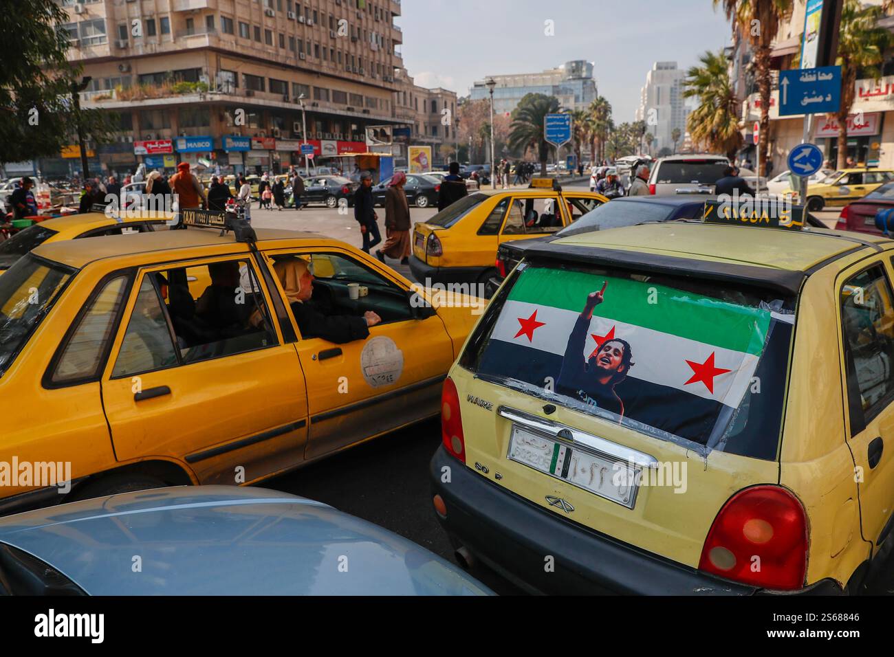 Traffic congests a street in downtown Damascus, Syria, Thursday, Jan ...