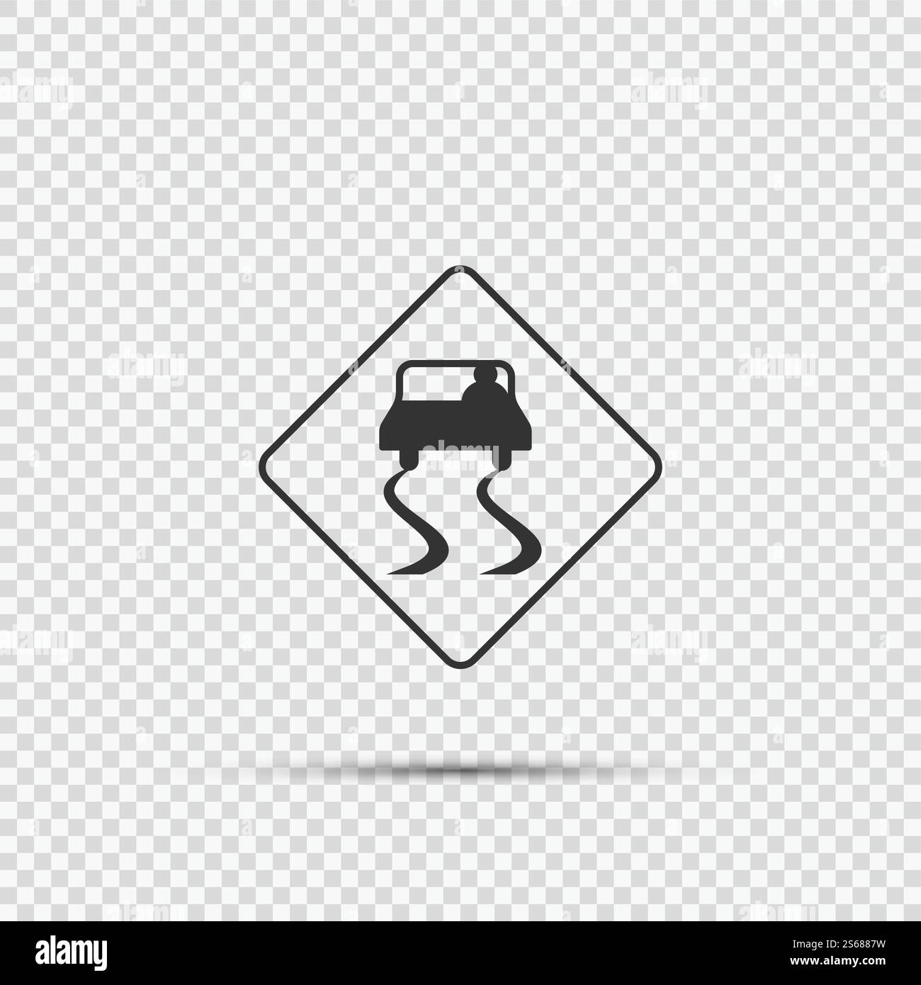 Slippery road sign sign on transparent background,vector illustration ...