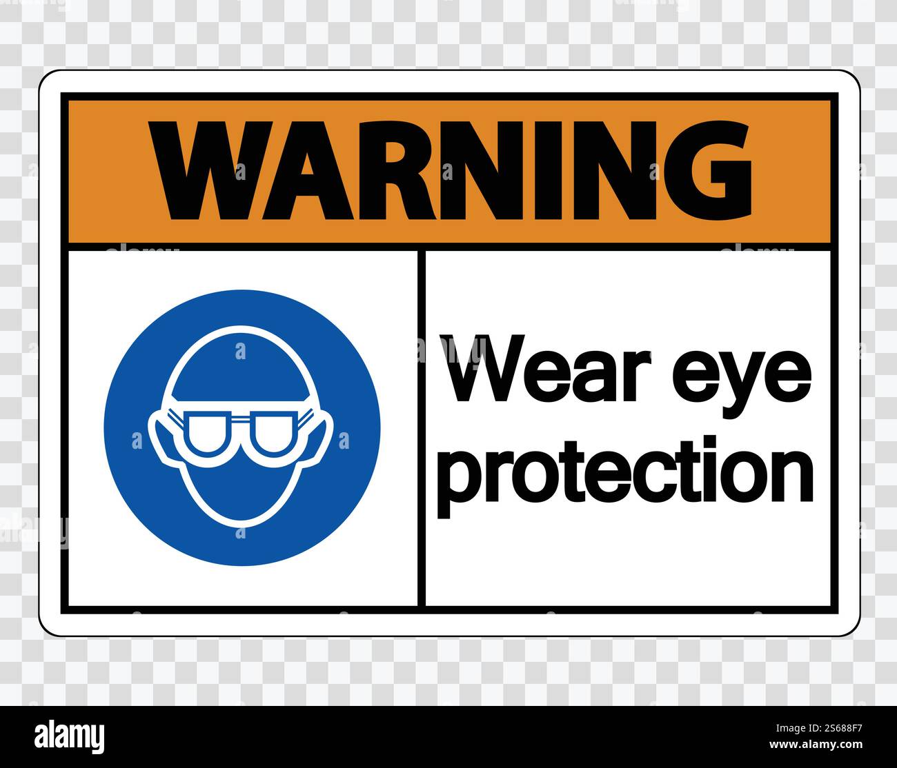 Warning Wear eye protection on transparent background,vector ...
