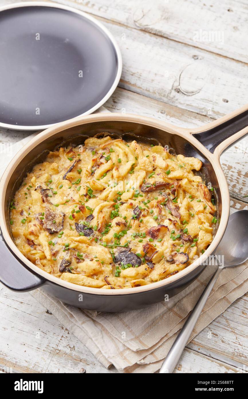 Mushroom Leek and Spaetzle Bake Stock Photo - Alamy