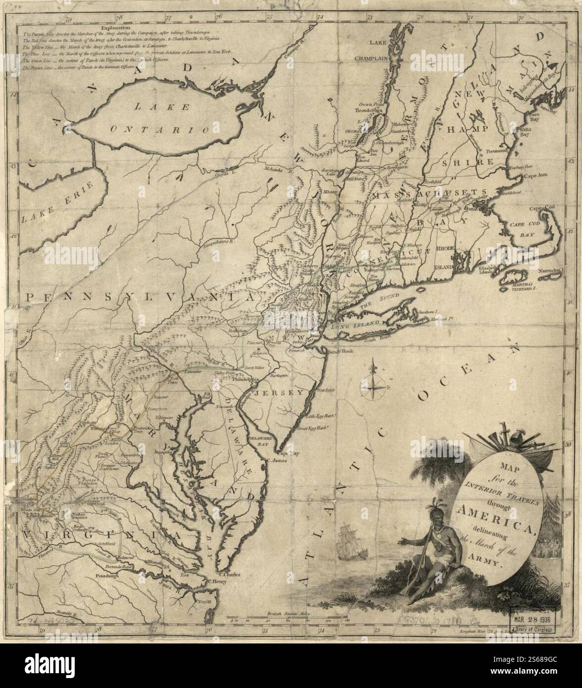 Map for the interior travels through America, delineating the march of ...