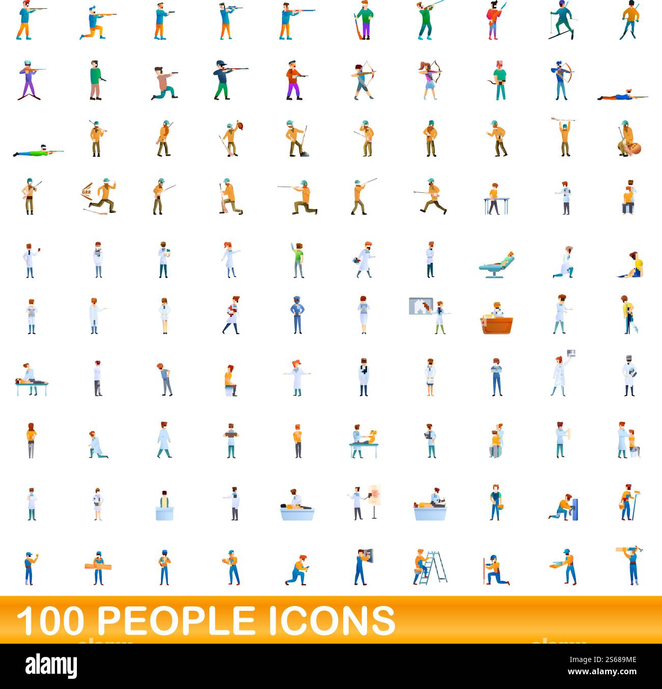 100 people icons set. Cartoon illustration of 100 people icons vector ...