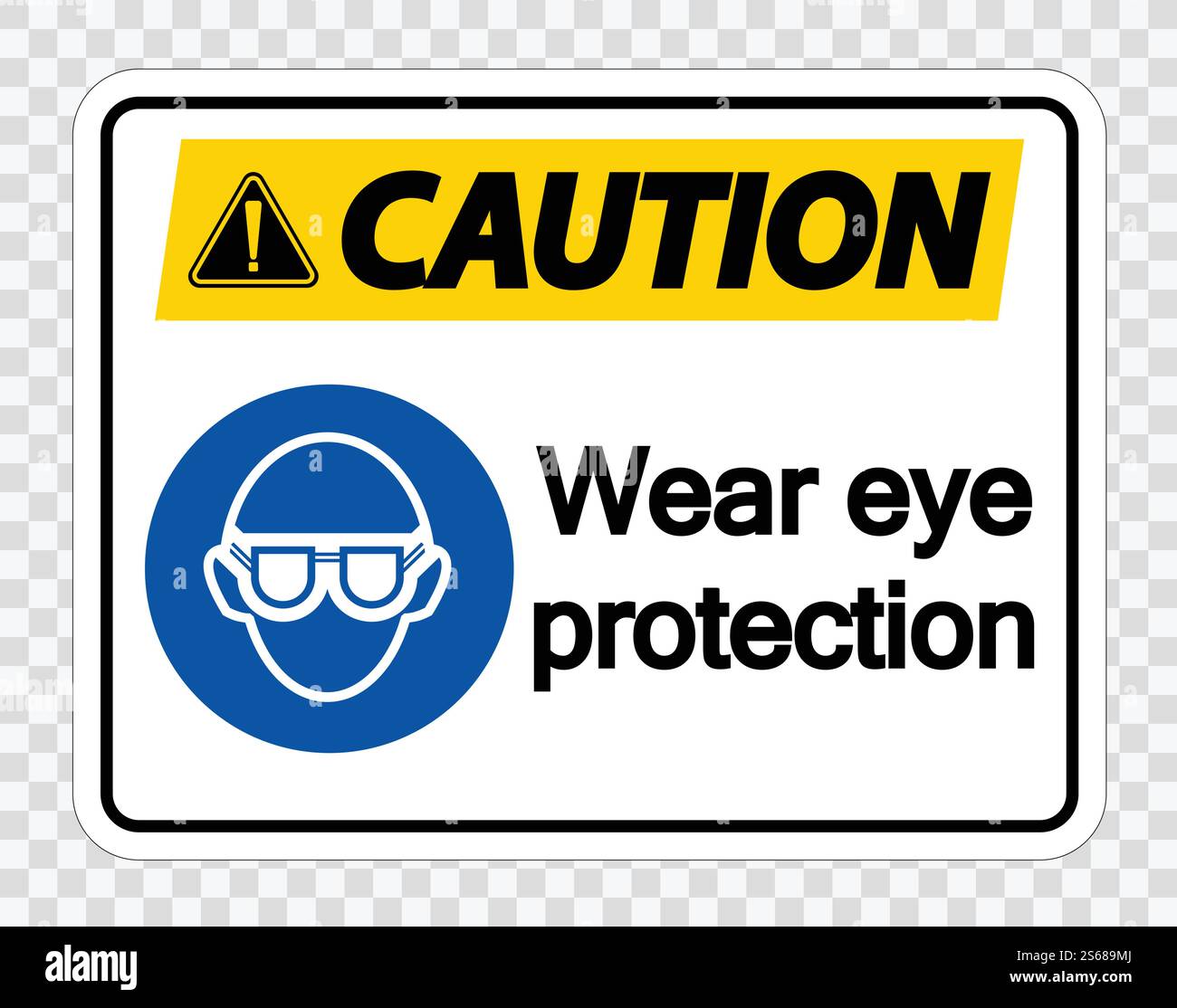 Caution Wear eye protection on transparent background,vector ...