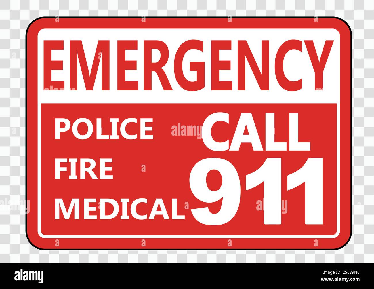Emergency Call 911 Sign on transparent background,vector illustration ...