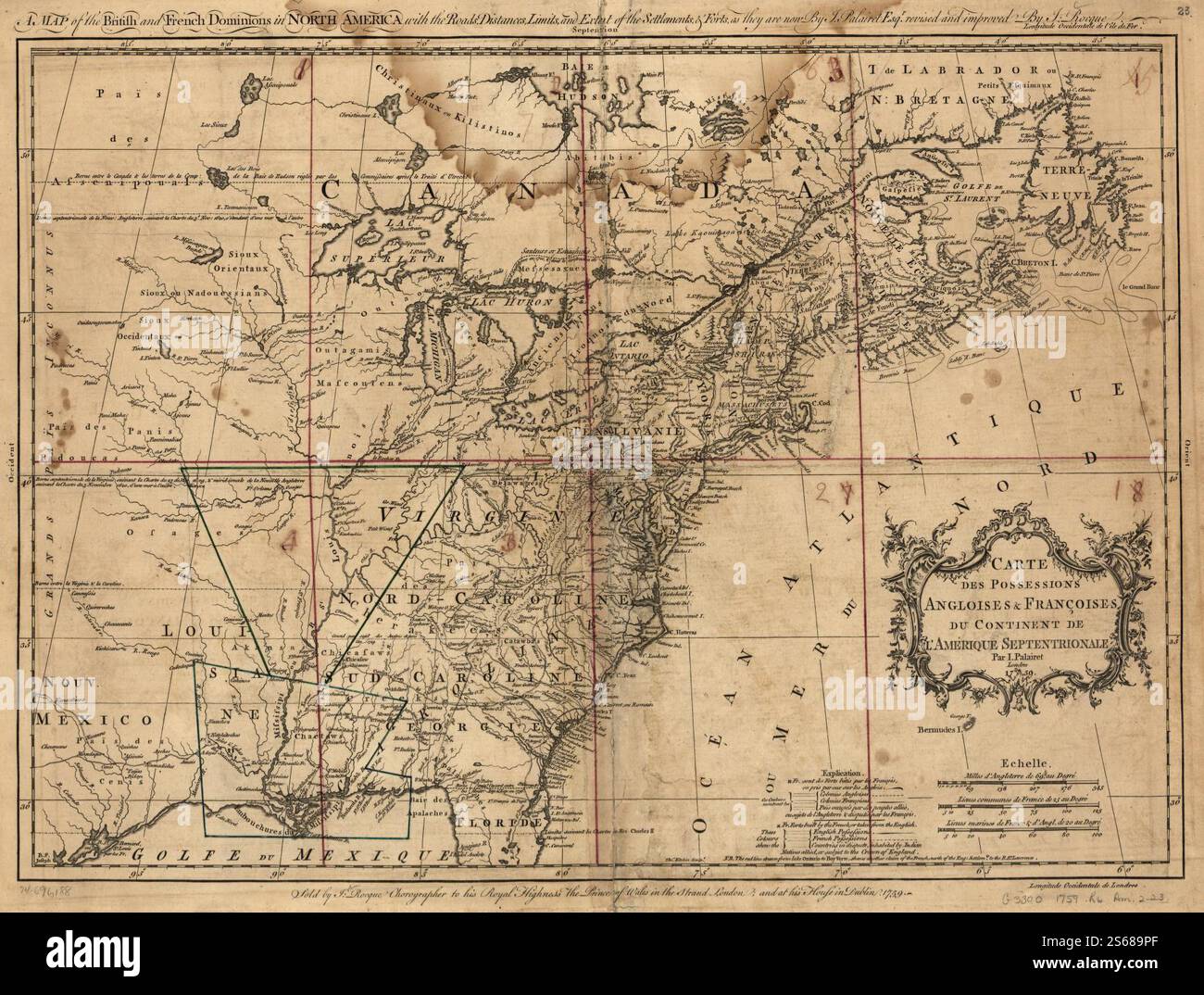 A map of the British and French dominions in North America with the ...