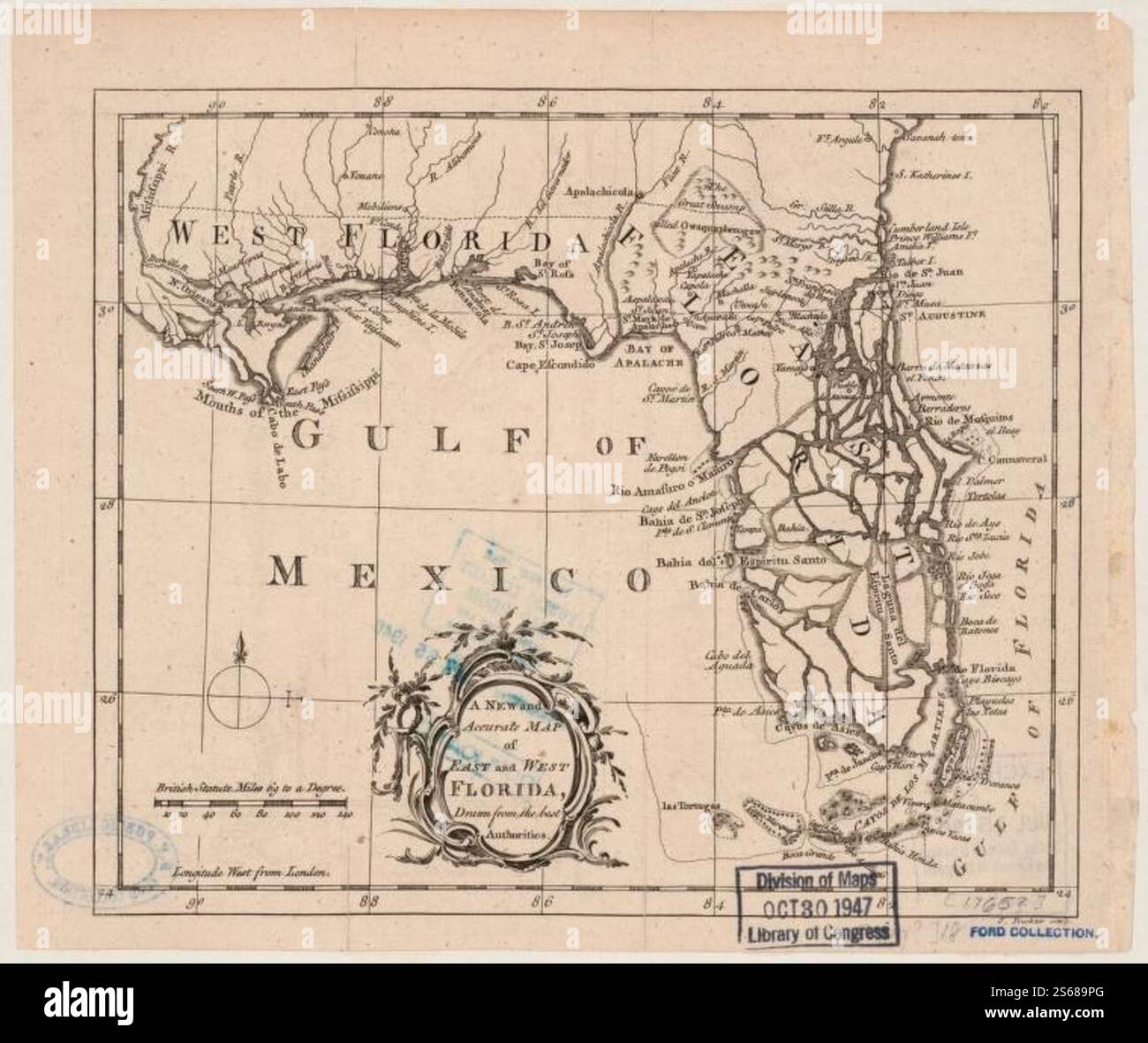 A new and accurate map of east and west Florida, 1765 by Prockter J ...