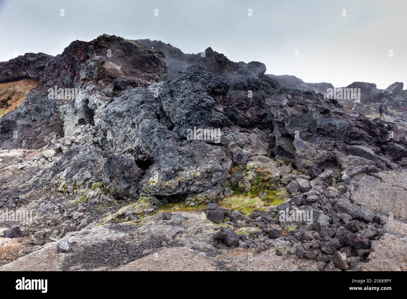 Volcanic rock formations in Leirhnjukur volcano black lava fields in ...