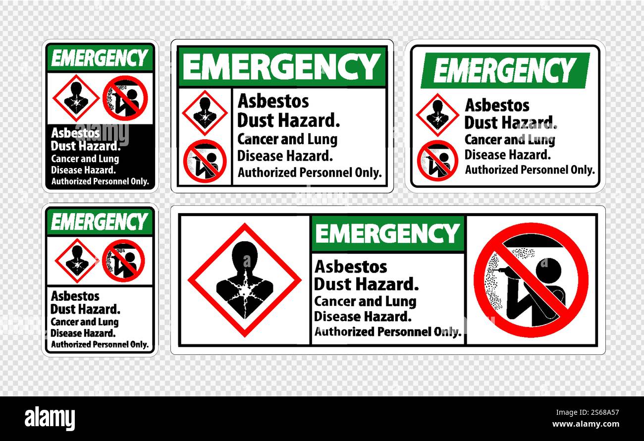 Emergency Safety Label,Asbestos Dust Hazard, Cancer And Lung Disease ...