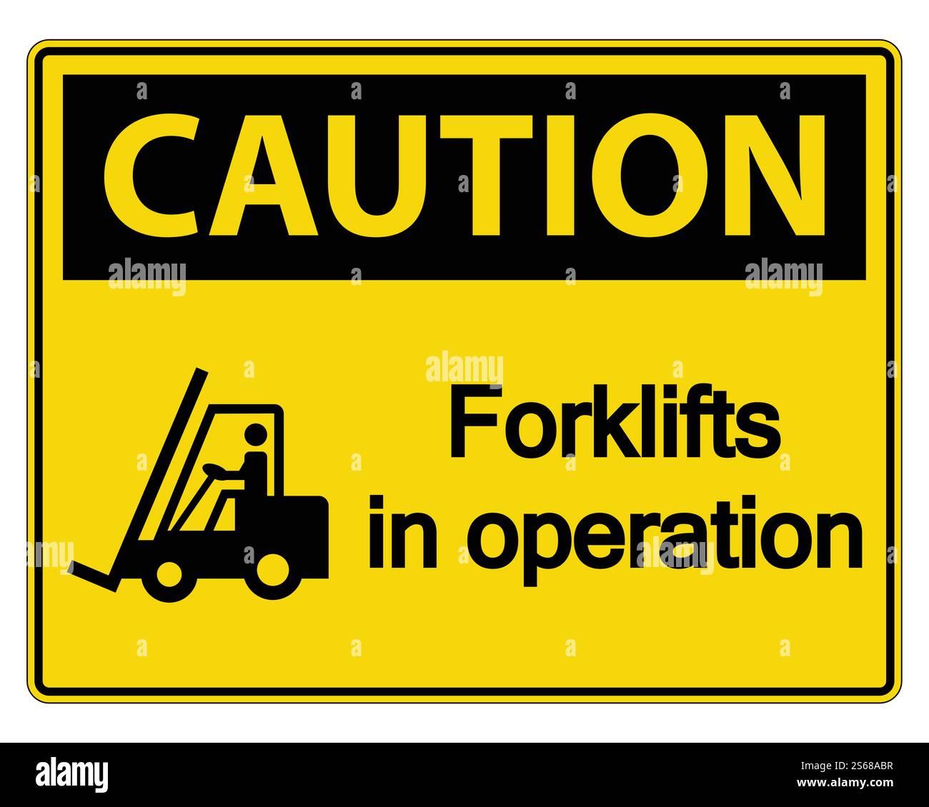 Caution forklifts in operation Sign on white background,vector ...