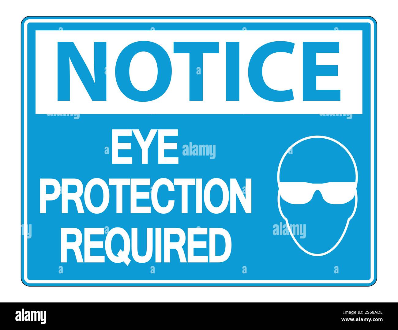 Notice Eye Protection Required Wall Sign on white background,vector ...
