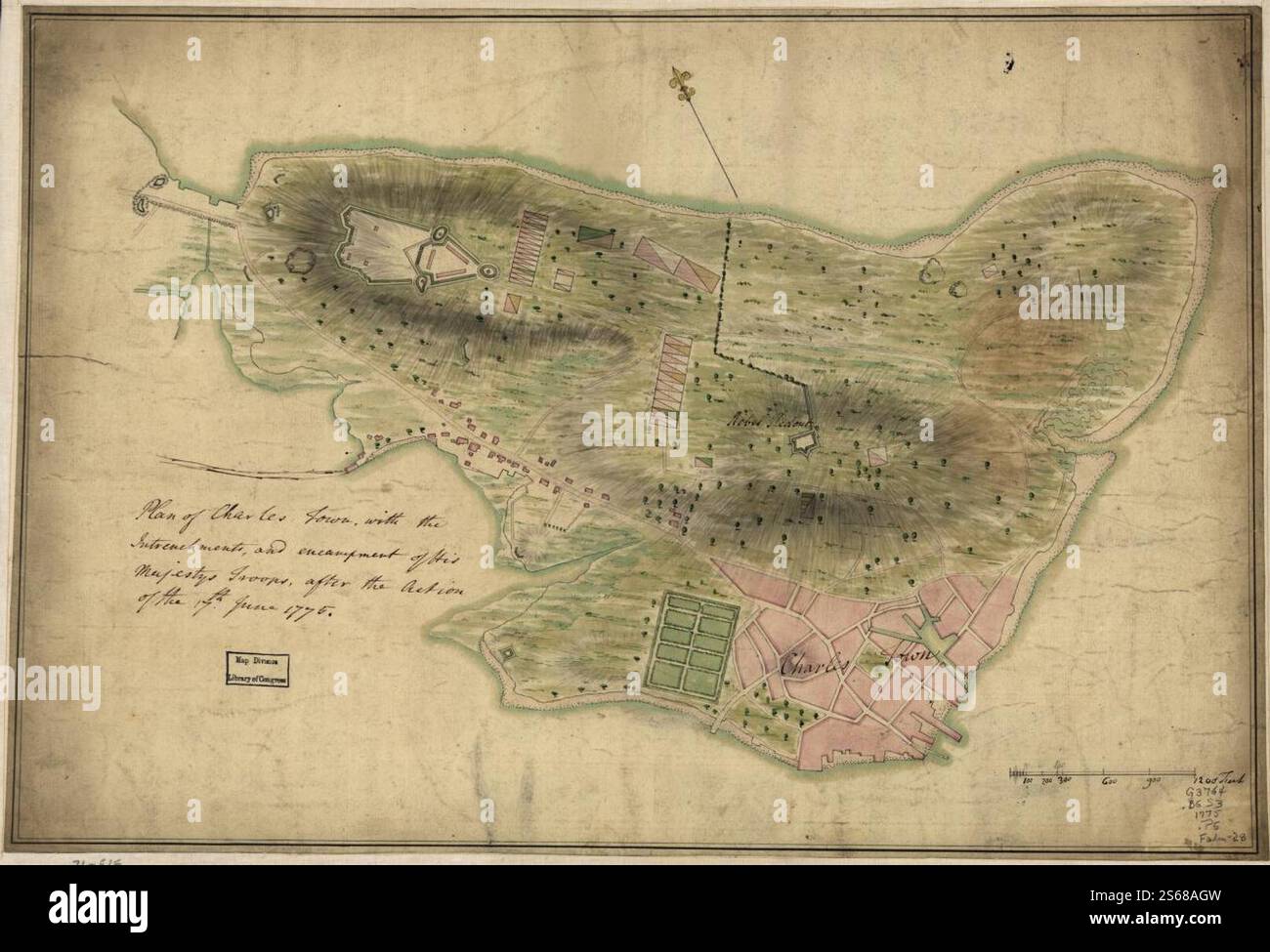 Plan of Charles Town, with the intrenchments, and encampment of His ...