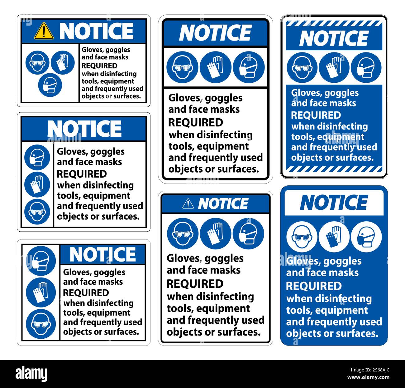 Notice Gloves,Goggles,And Face Masks Required Sign On White Background ...