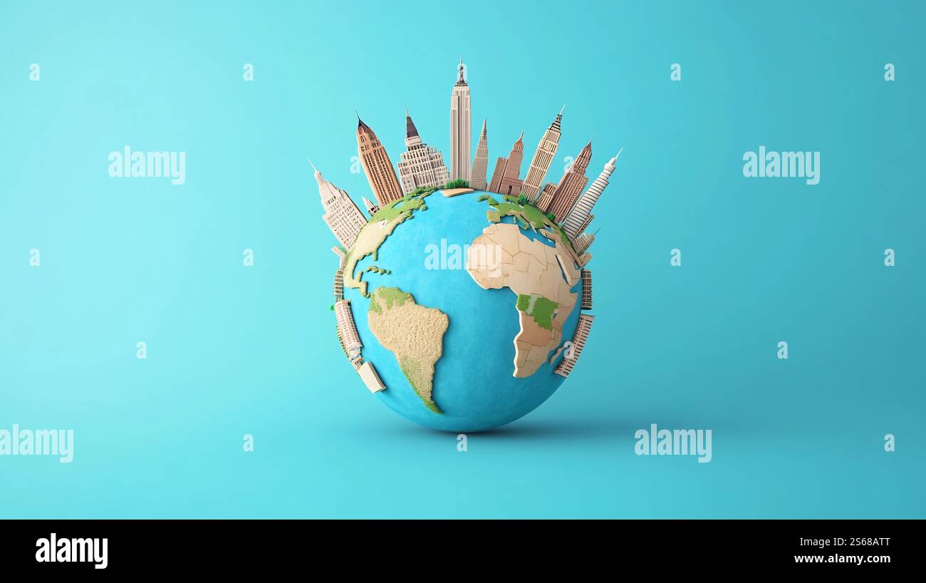 Iconic world landmarks,including famous towers,skyscrapers,and ...