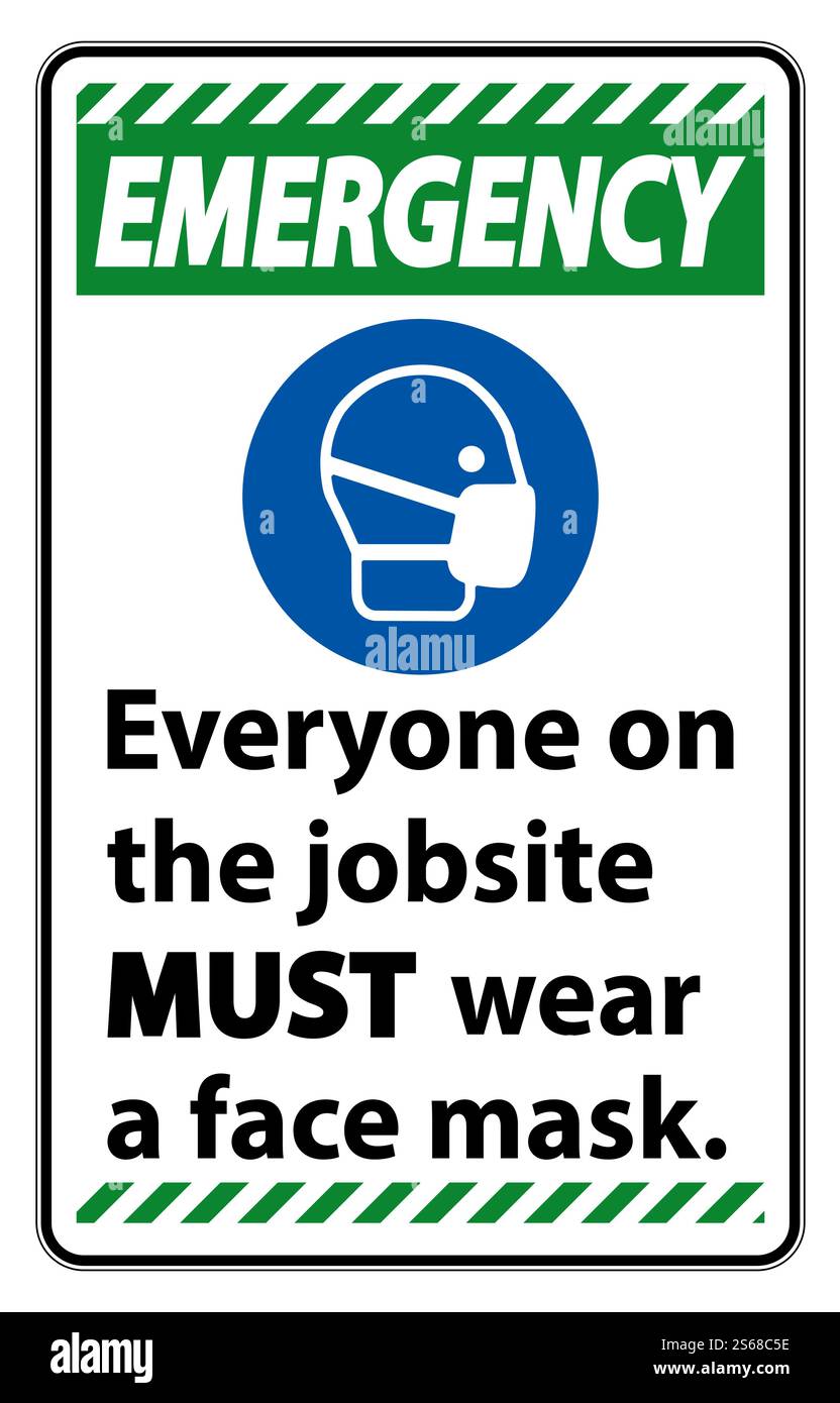 Emergency Wear A Face Mask Sign Isolate On White Background Stock ...