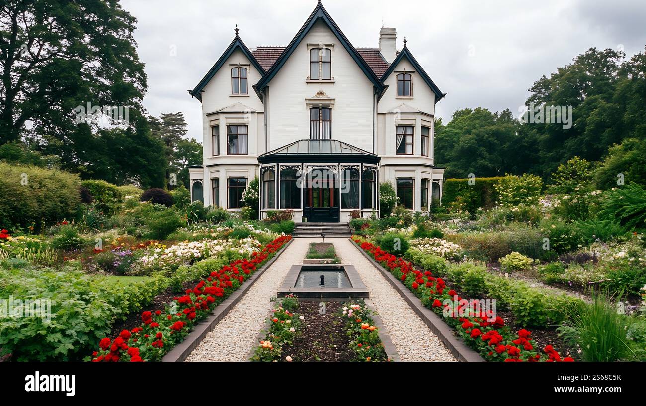 Stately Victorian-era Mansion Surrounded by a Lush,Well-Maintained ...