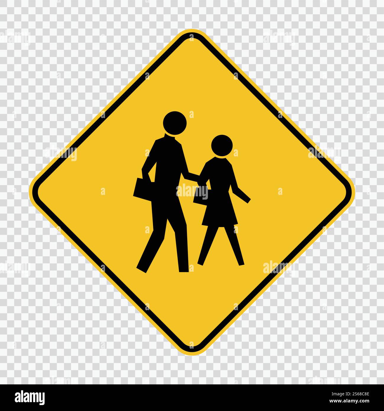school crossing sign on transparent background,vector illustration ...