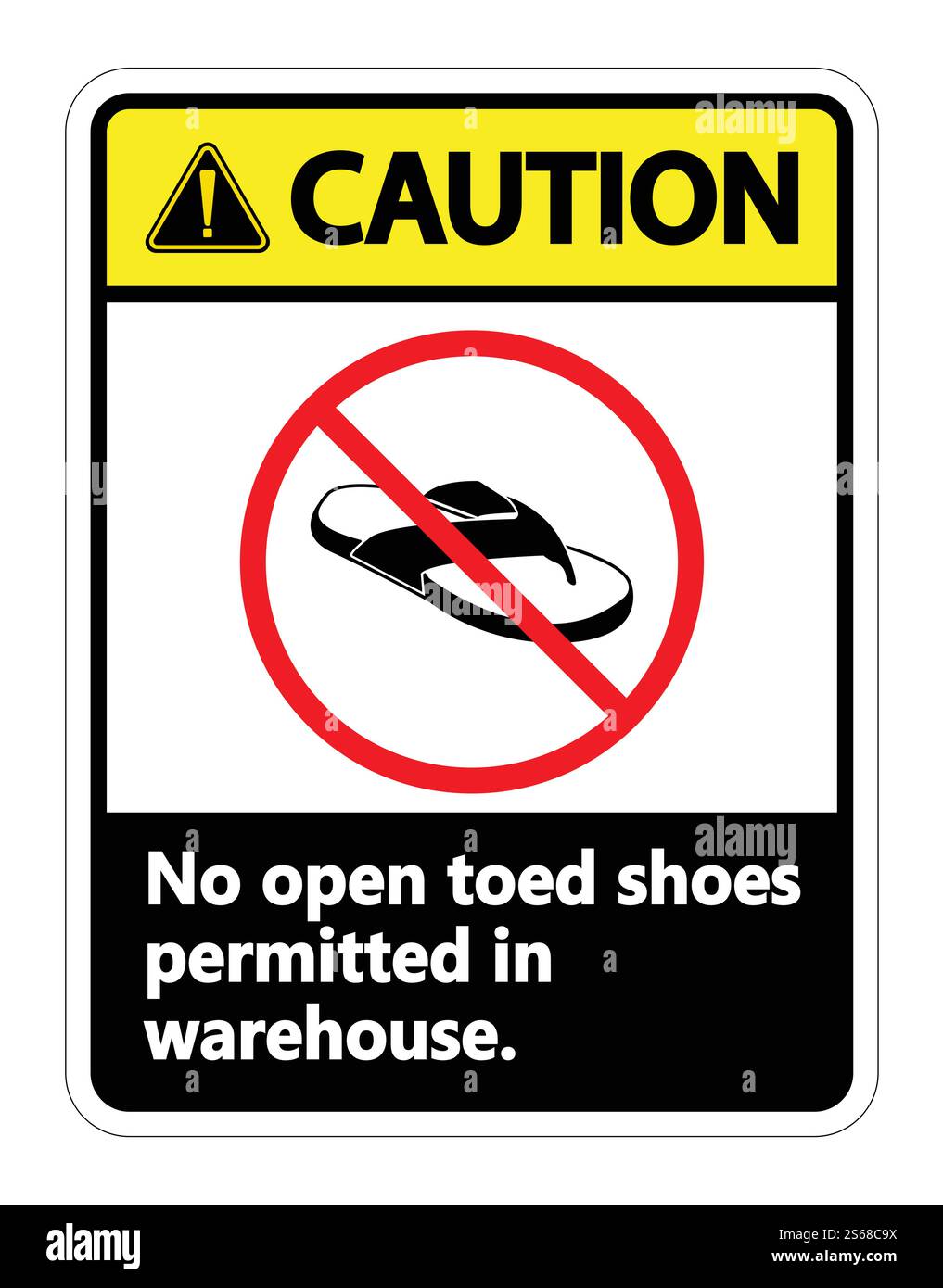 Caution No Open Toed Shoes Sign on white background,vector illustration ...