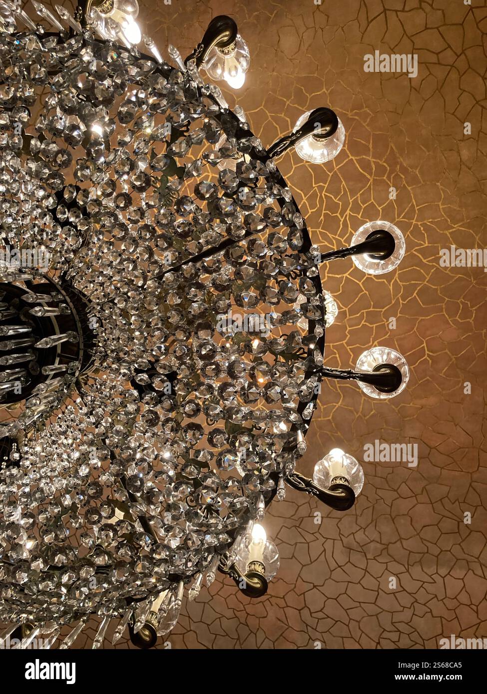 Stained glass window from inside, Casa Batlló house by Antoni Gaudí ...