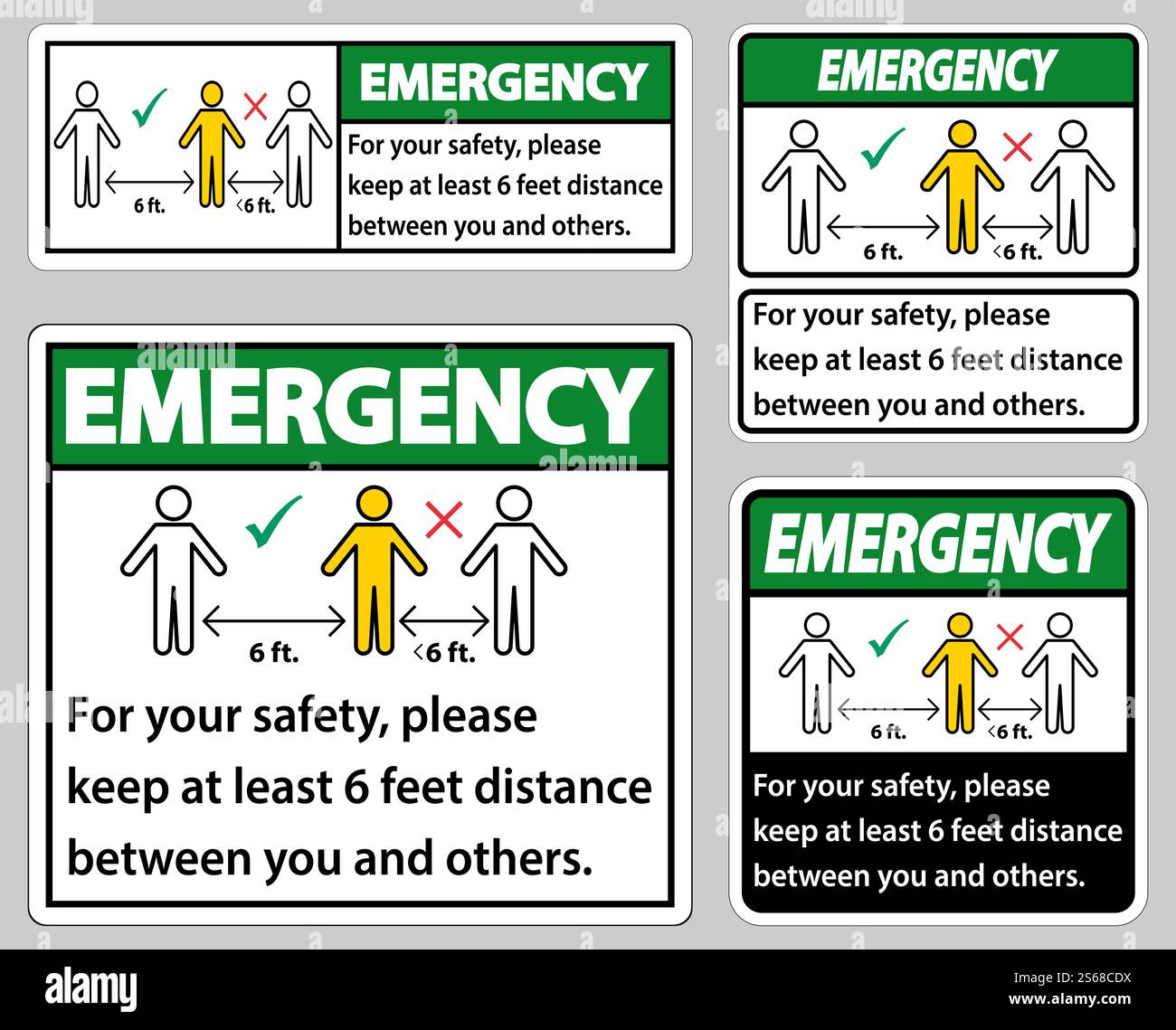 Emergency Keep 6 Feet Distance,For your safety,please keep at least 6 ...