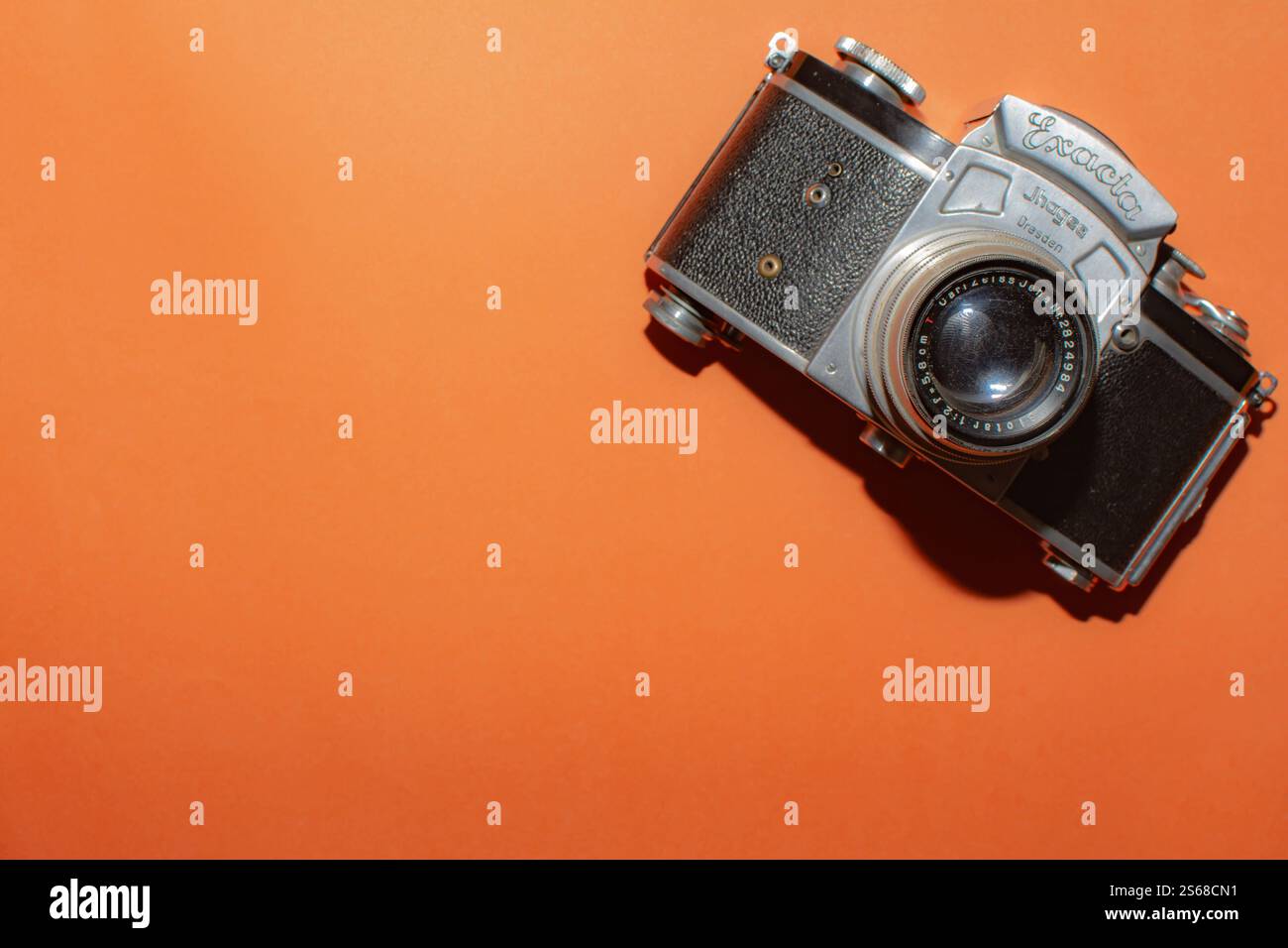 Old photo cameras with a metal body, unique design and lens. Camera for ...