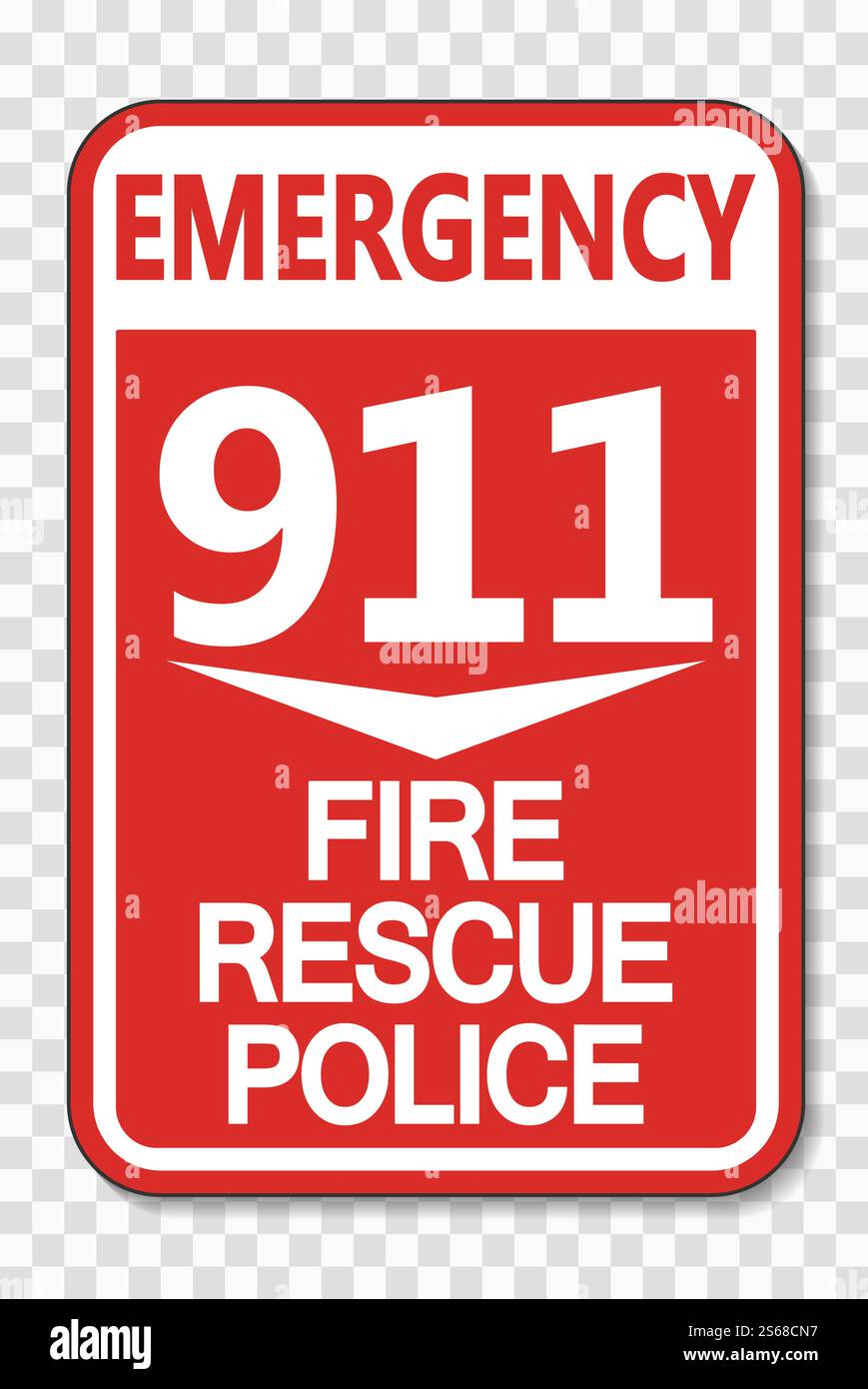 911 Fire Rescue Police Sign on transparent background,vector ...
