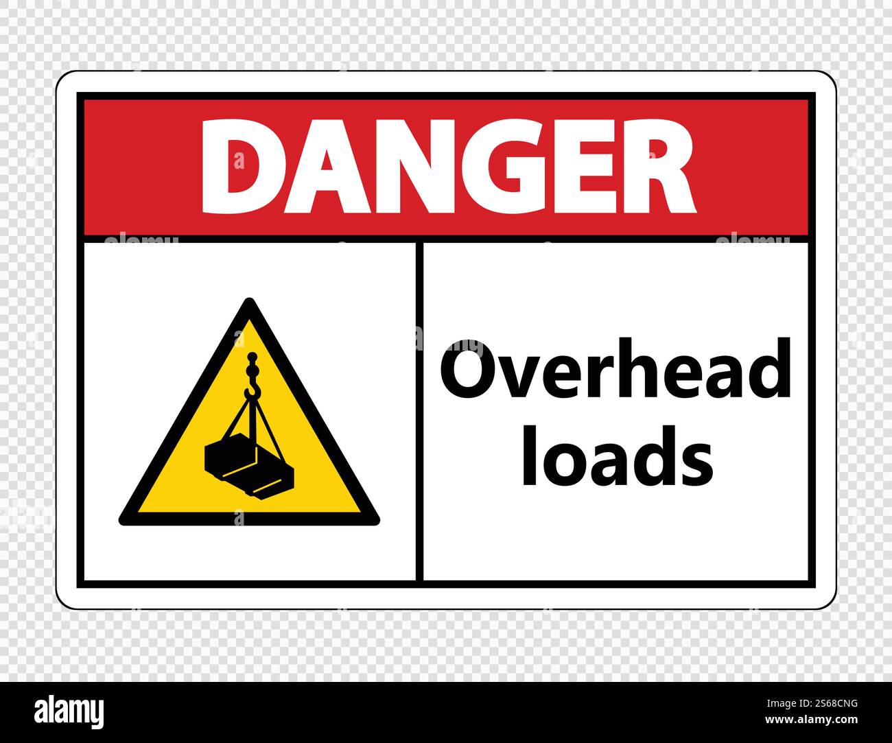 Danger overhead loads Sign on transparent background,vector ...