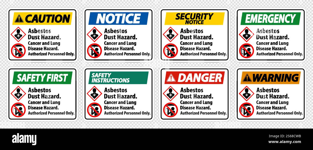Safety Label,Asbestos Dust Hazard, Cancer And Lung Disease Hazard ...
