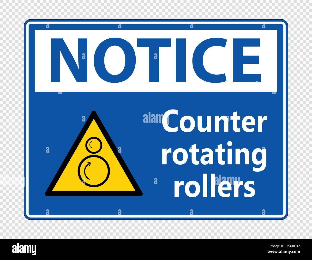Notice counter rotating rollers sign on transparent background,vector ...