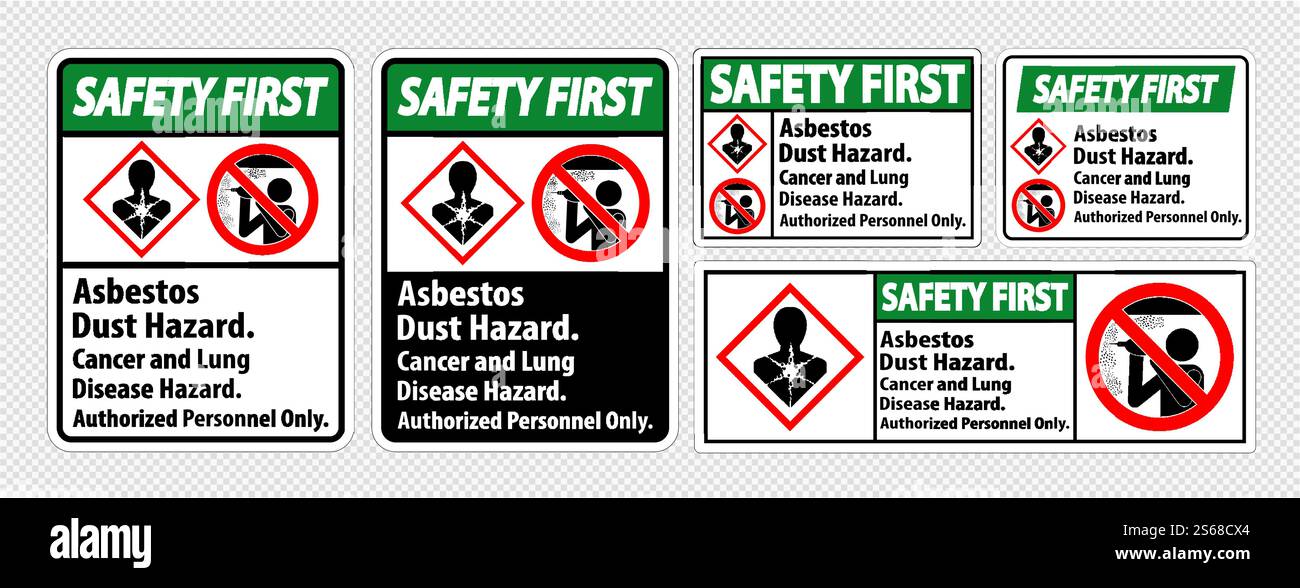 Safety First Label,Asbestos Dust Hazard, Cancer And Lung Disease Hazard ...