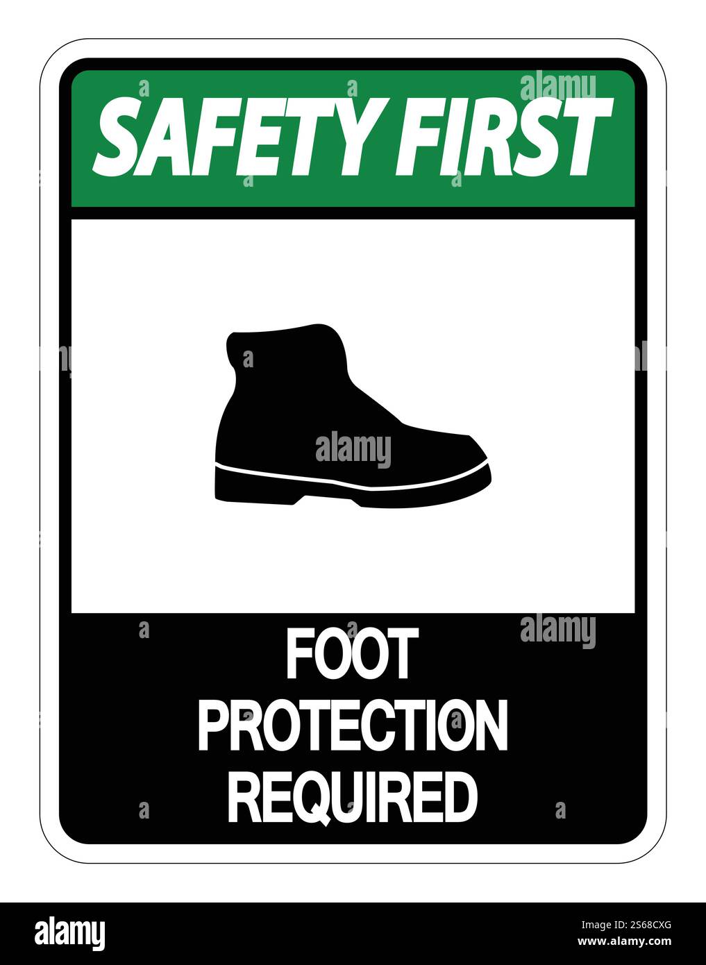 Safety first Foot Protection Required Sign on white background,vector ...