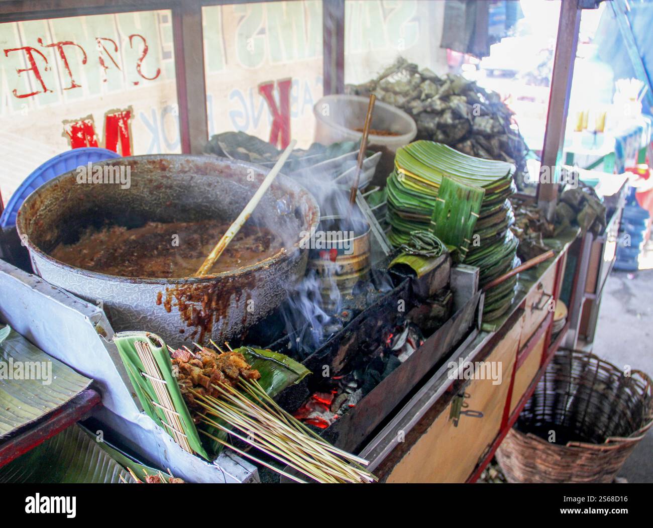 A gerobak street food cart selling sate Padang in Padang City, West ...