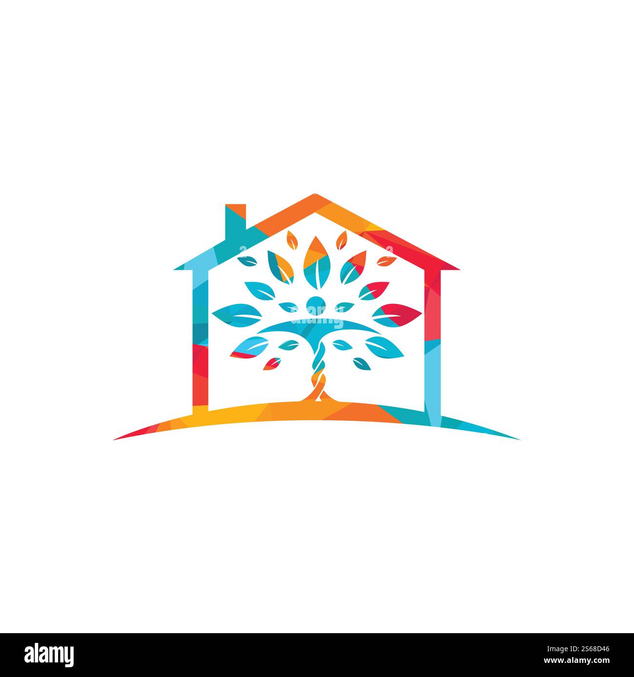 Human character with leaves and house logo design. Natural home care ...