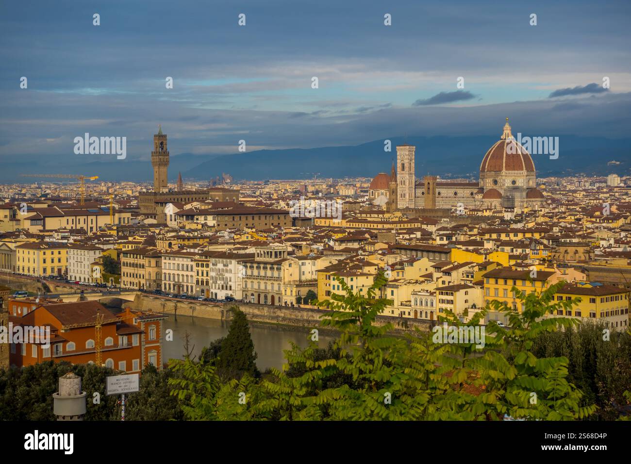 Panoramic view of Florence, Italy from Piazzale Michelangelo Stock ...