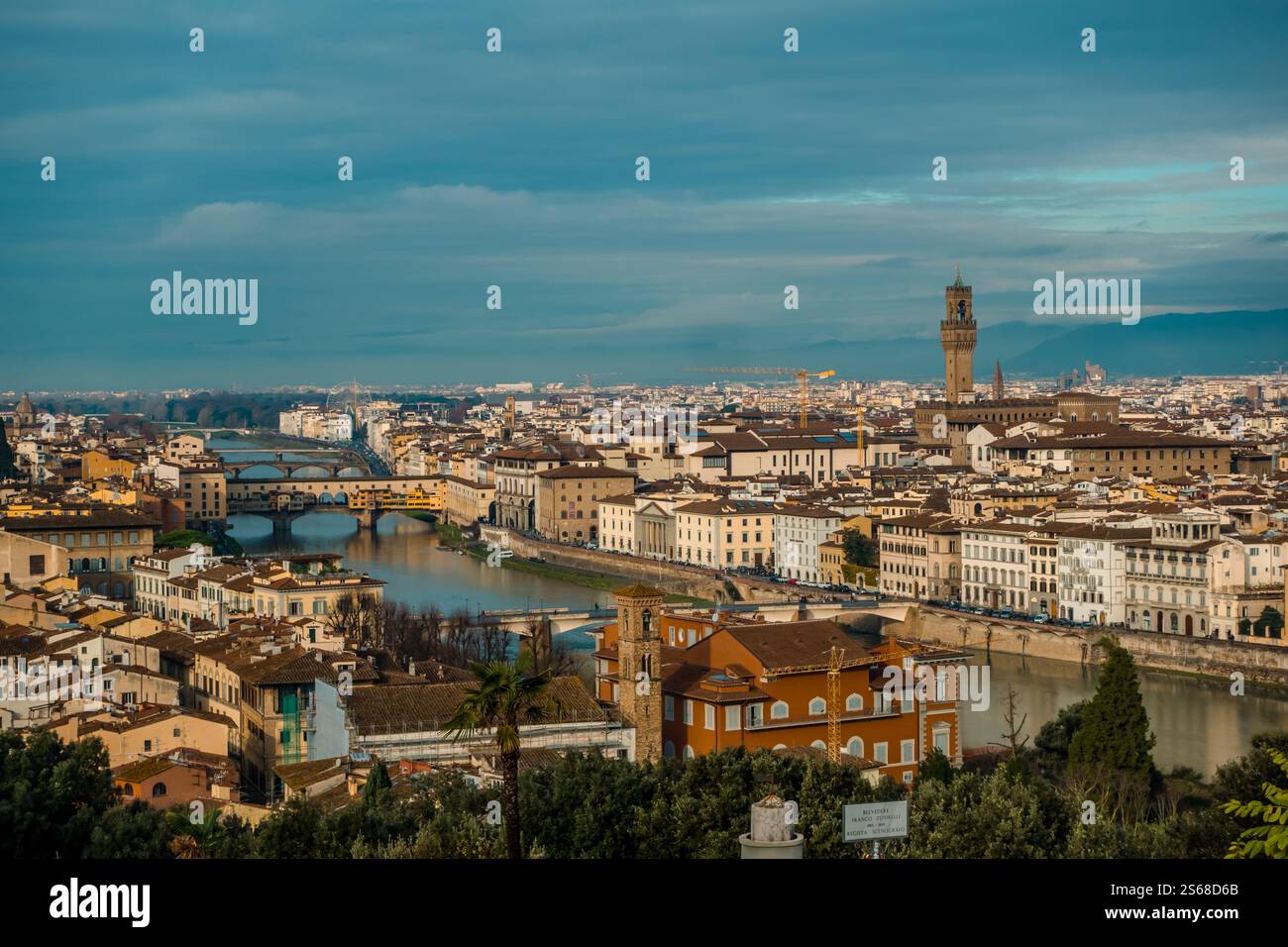 Panoramic view of Florence, Italy from Piazzale Michelangelo Stock ...