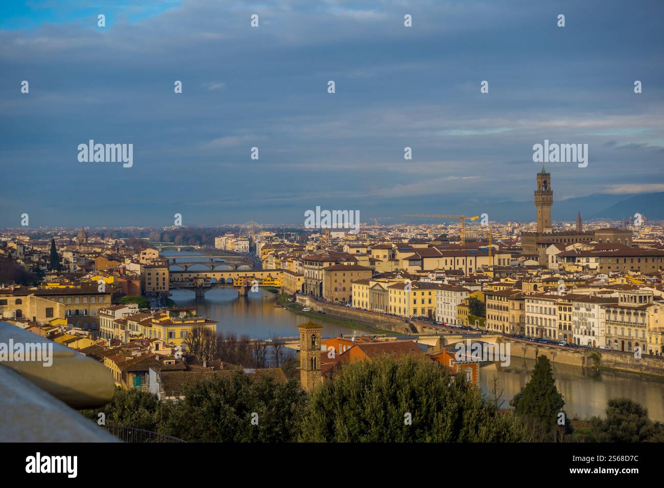 Panoramic view of Florence, Italy from Piazzale Michelangelo Stock ...