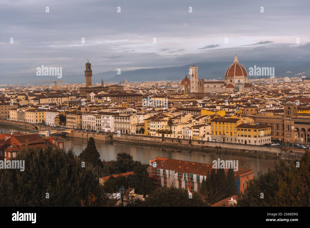 Panoramic view of Florence, Italy from Piazzale Michelangelo Stock ...
